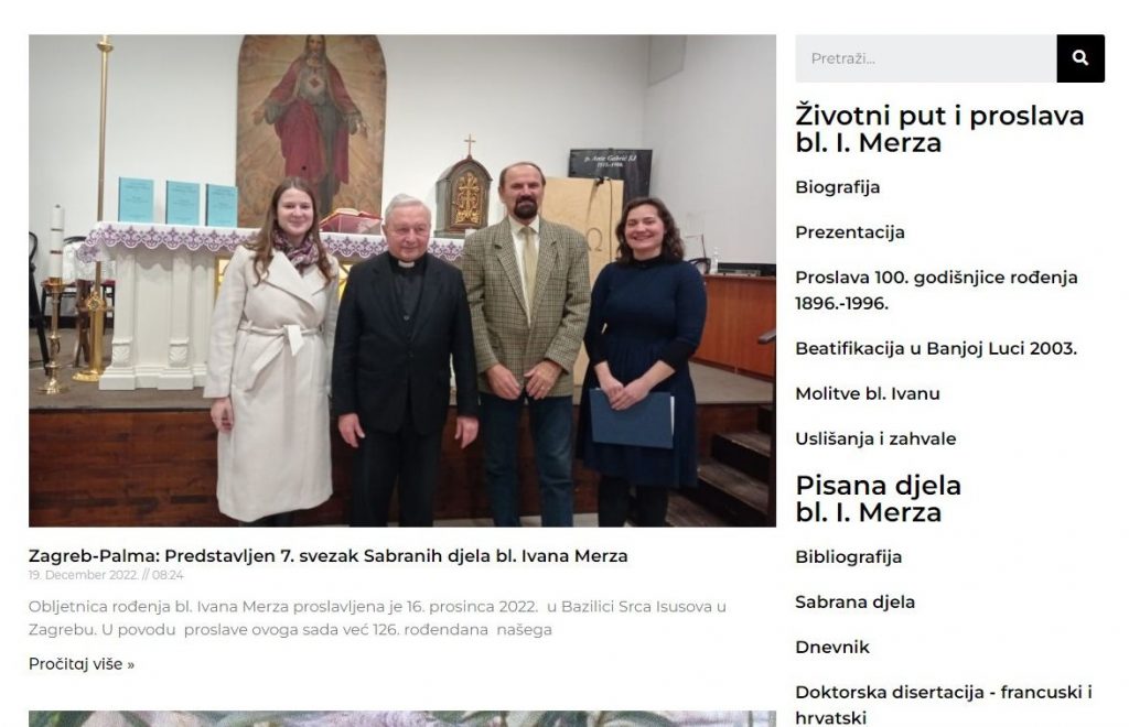 Izrađena nova internetska stranica o bl. Ivanu Merzu – IKA