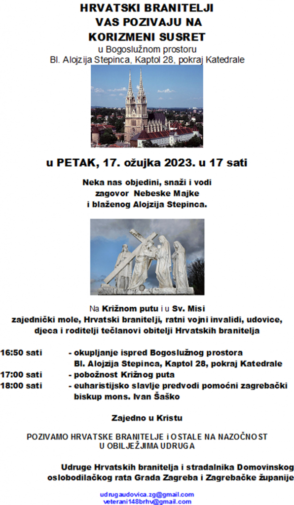 Korizmeni susret hrvatskih branitelja i stradalnika Domovinskog rata – IKA