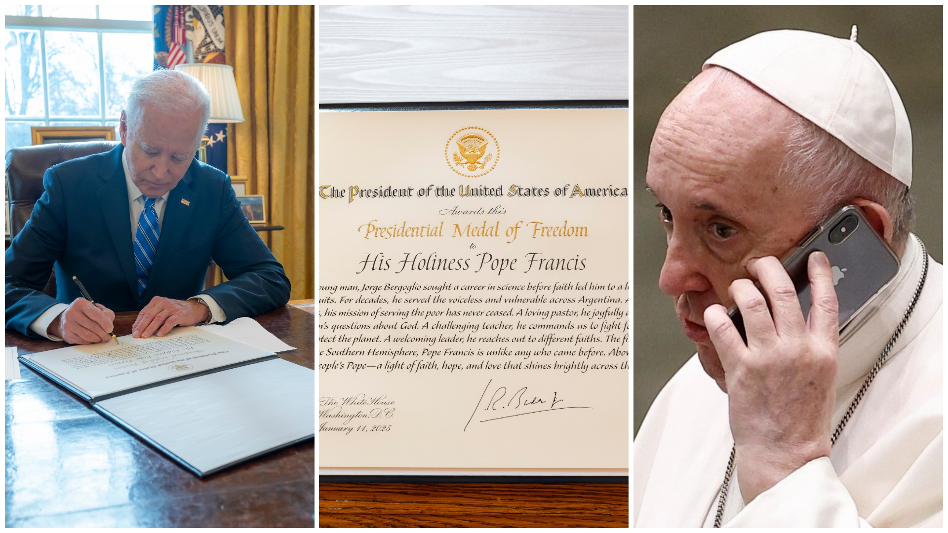 Joe Biden dodjelio papi Franji "Predsjedničku medalju slobode s ...