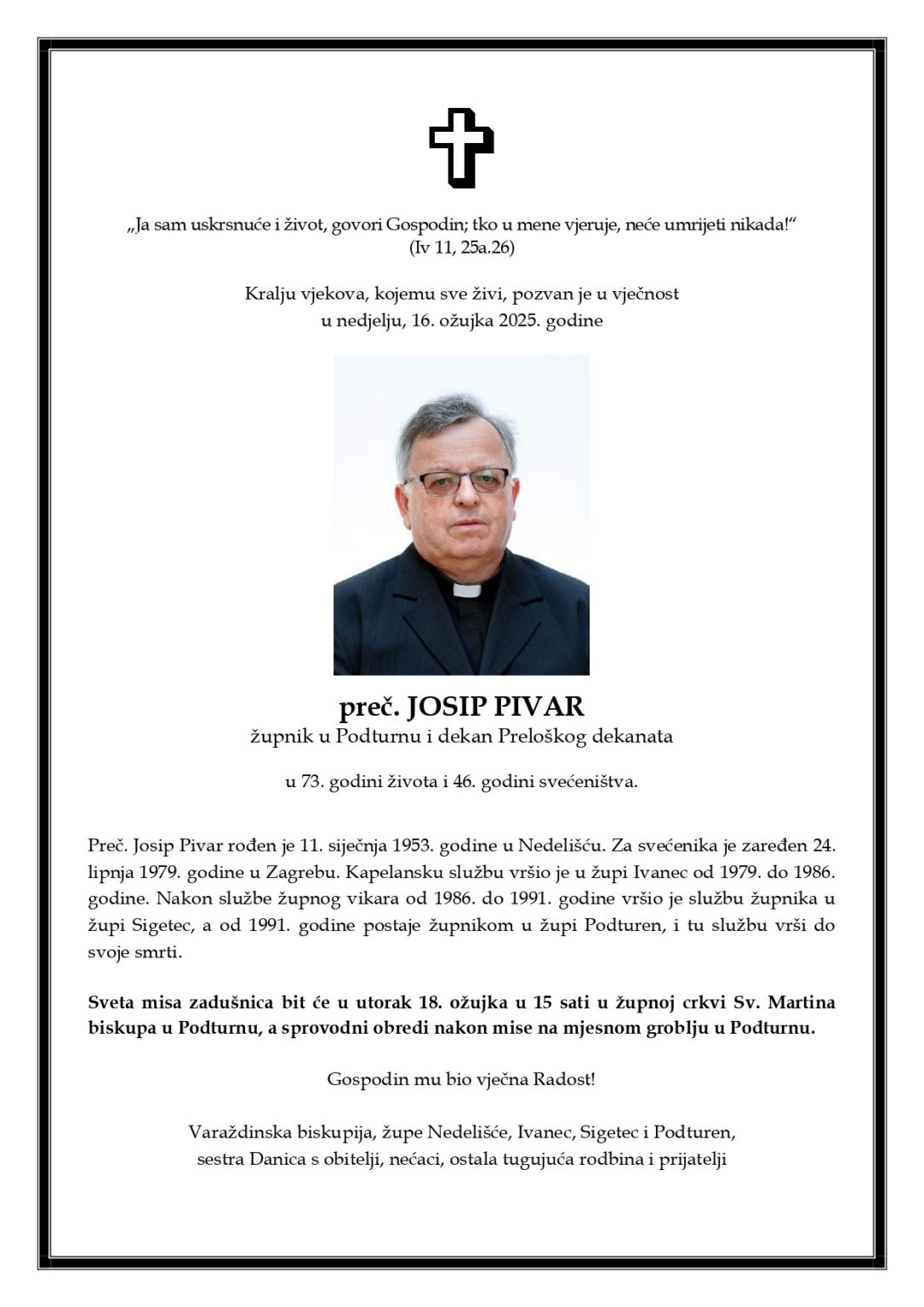 Sprovodni obredi za svećenika Josipa Pivara – IKA