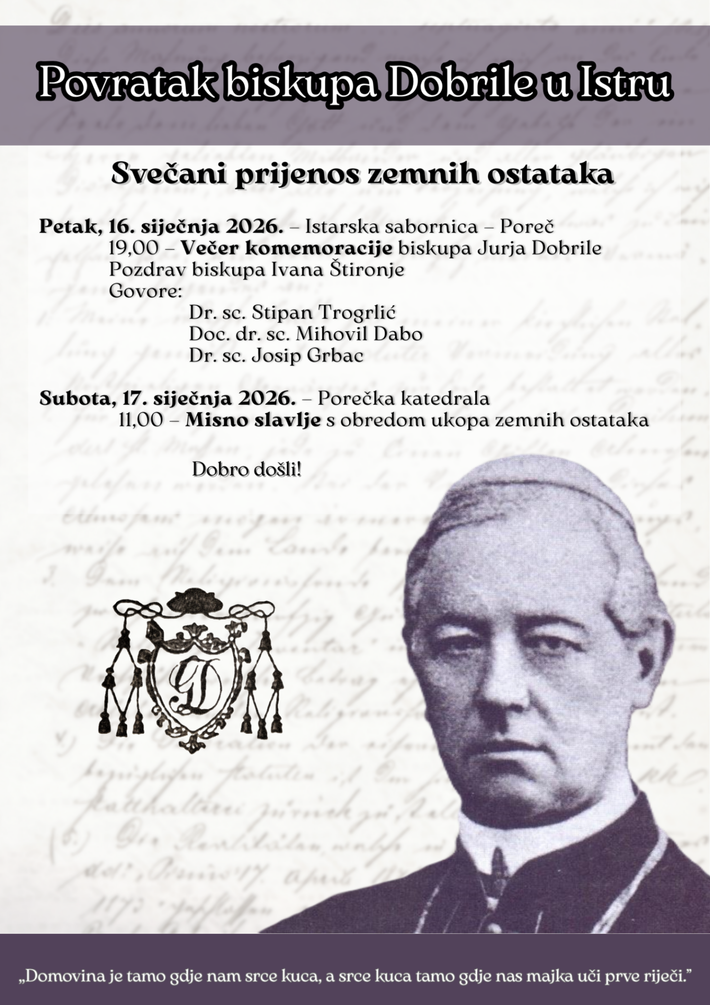 Komemoracija, misa i ukop zemnih ostataka biskupa Dobrile u porečkoj ...