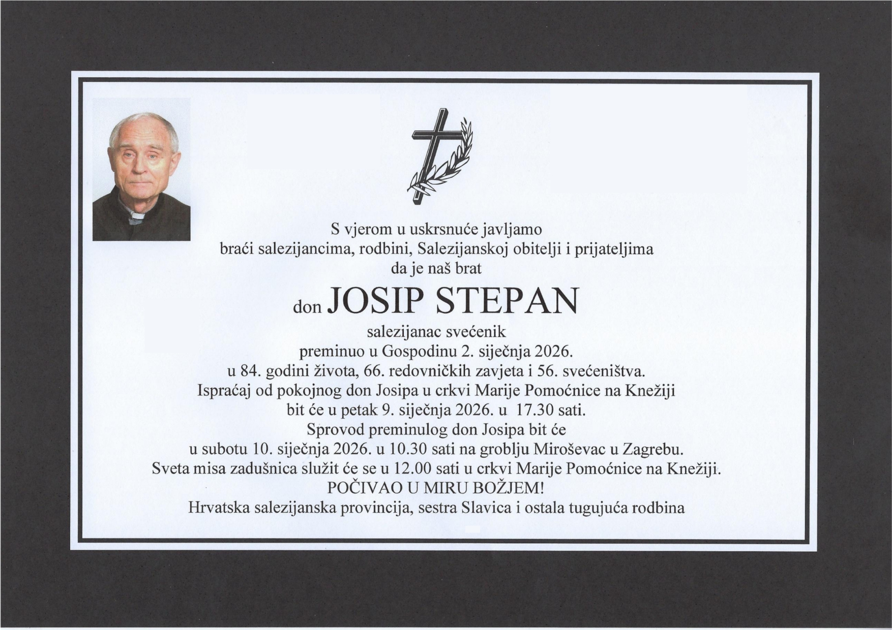 Preminuo don Josip Stepan – IKA
